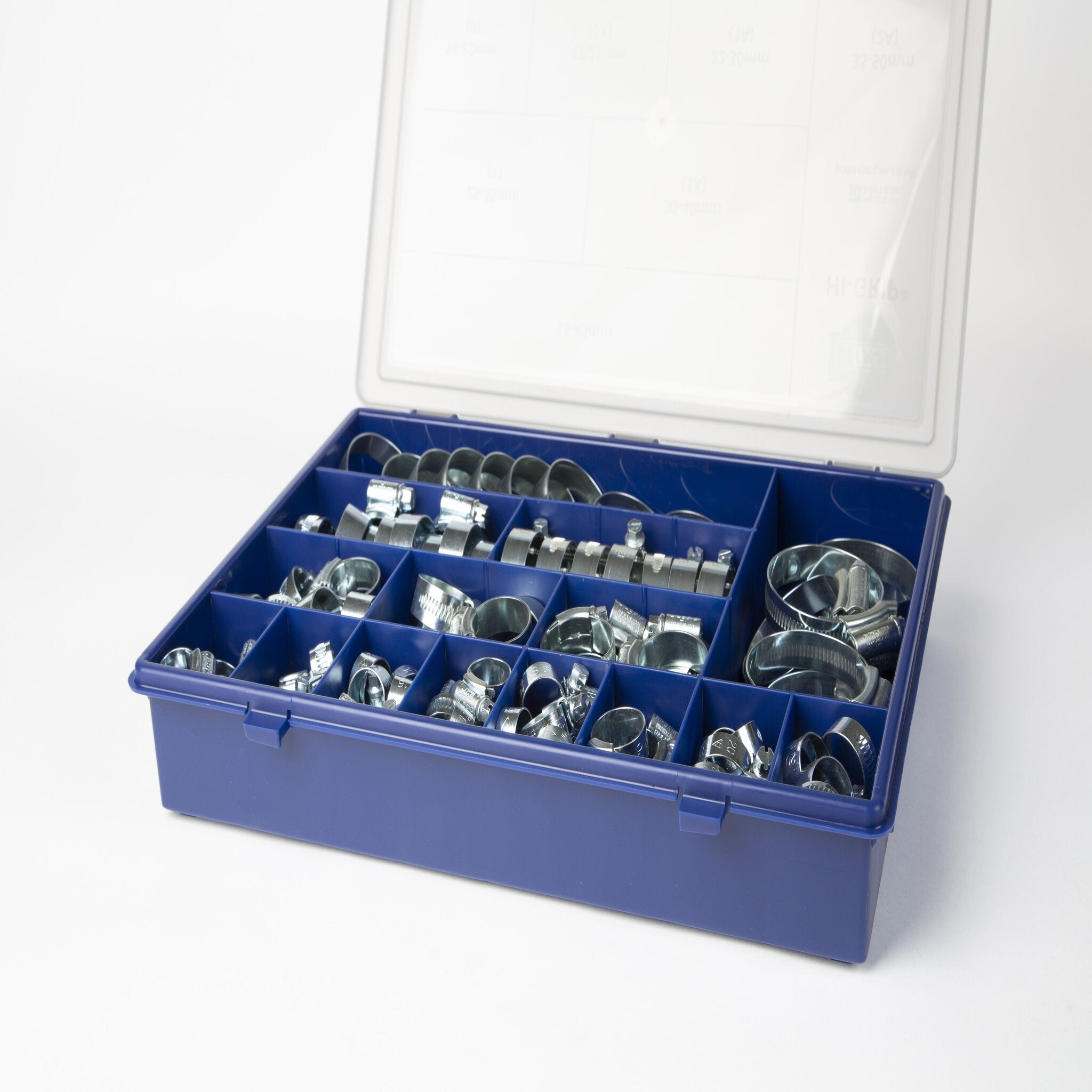 Large box of assorted hose clips 130 Clips